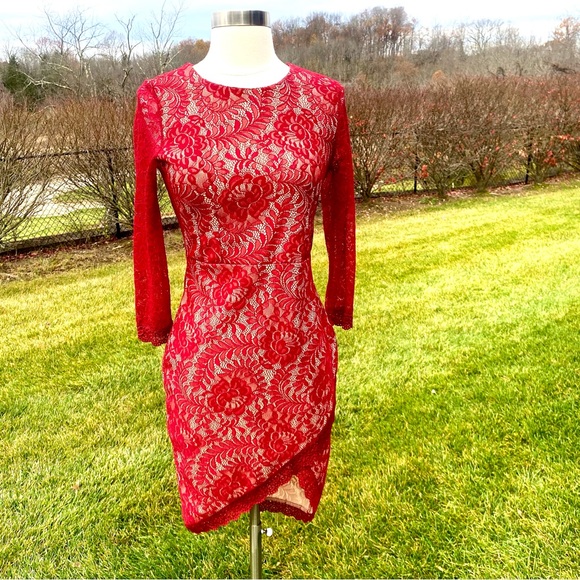 Miusol | Dresses | Miusol Blood Red Lace Bodycon Dress | Poshmark